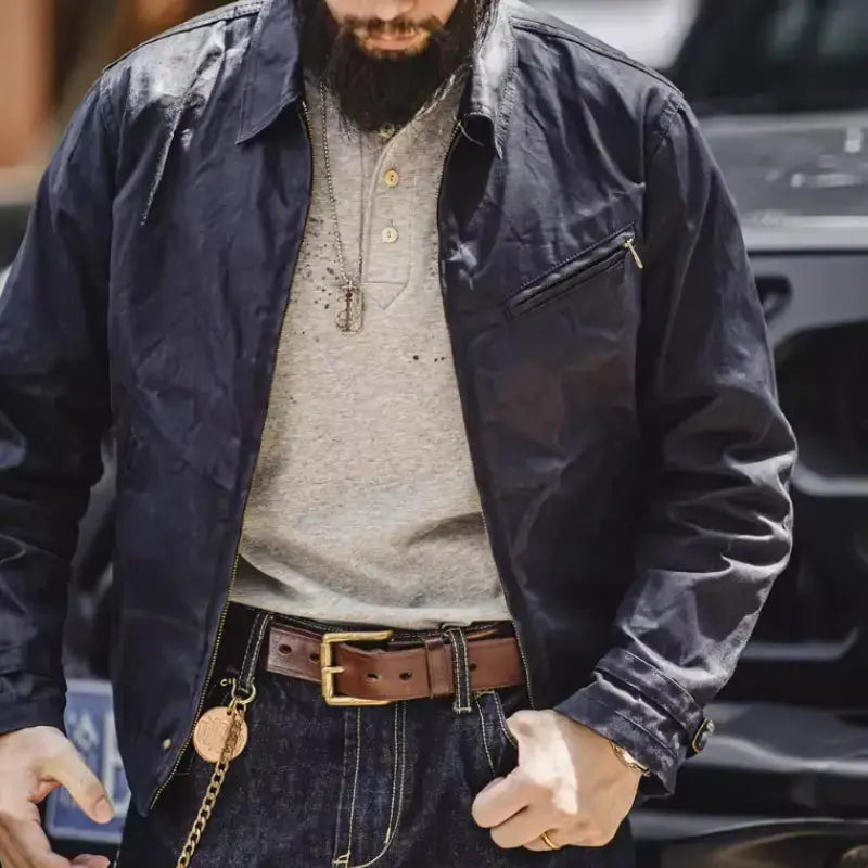 Vintage Oil Waxed Jacket | Men's Classic Slim Fit Jacket - Amekaji